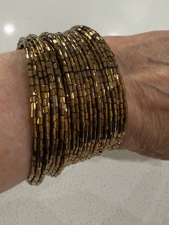 Jewelry | Multistrand Glass Bead Flex Cuff Bracelet | Poshmark